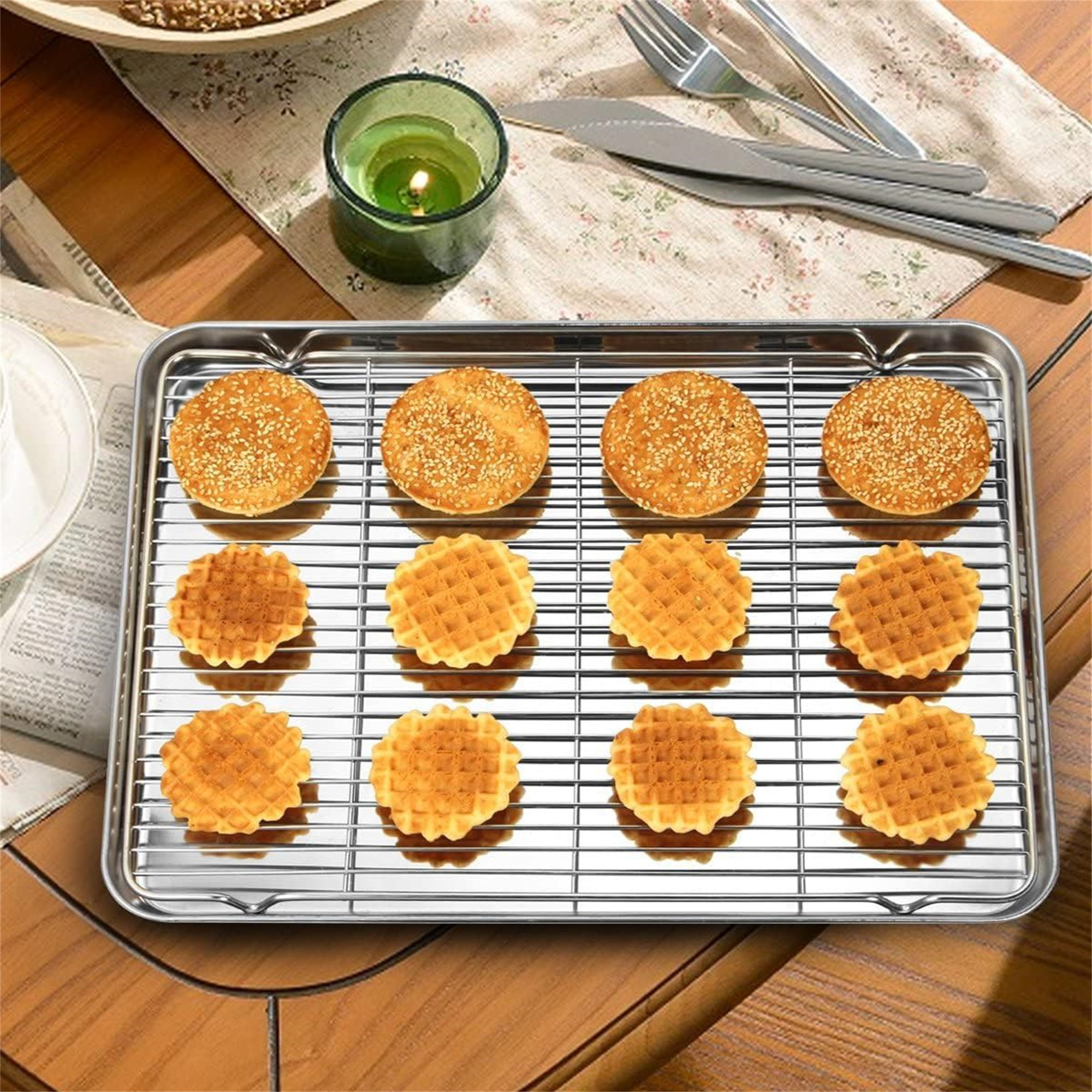 Belfry Kitchen Baking Tray And Baking Rack [2 Baking Trays + 2 Baking ...